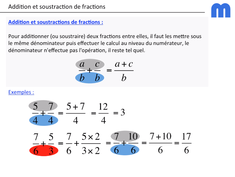 Additions Et Soustractions De Fractions Exercices | Chtoby Pomnili