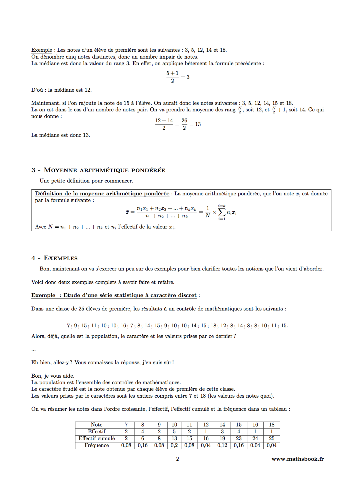 Statistiques : Cours PDF à imprimer | Maths première S Statistiques : Cours PDF à imprimer | Maths première S