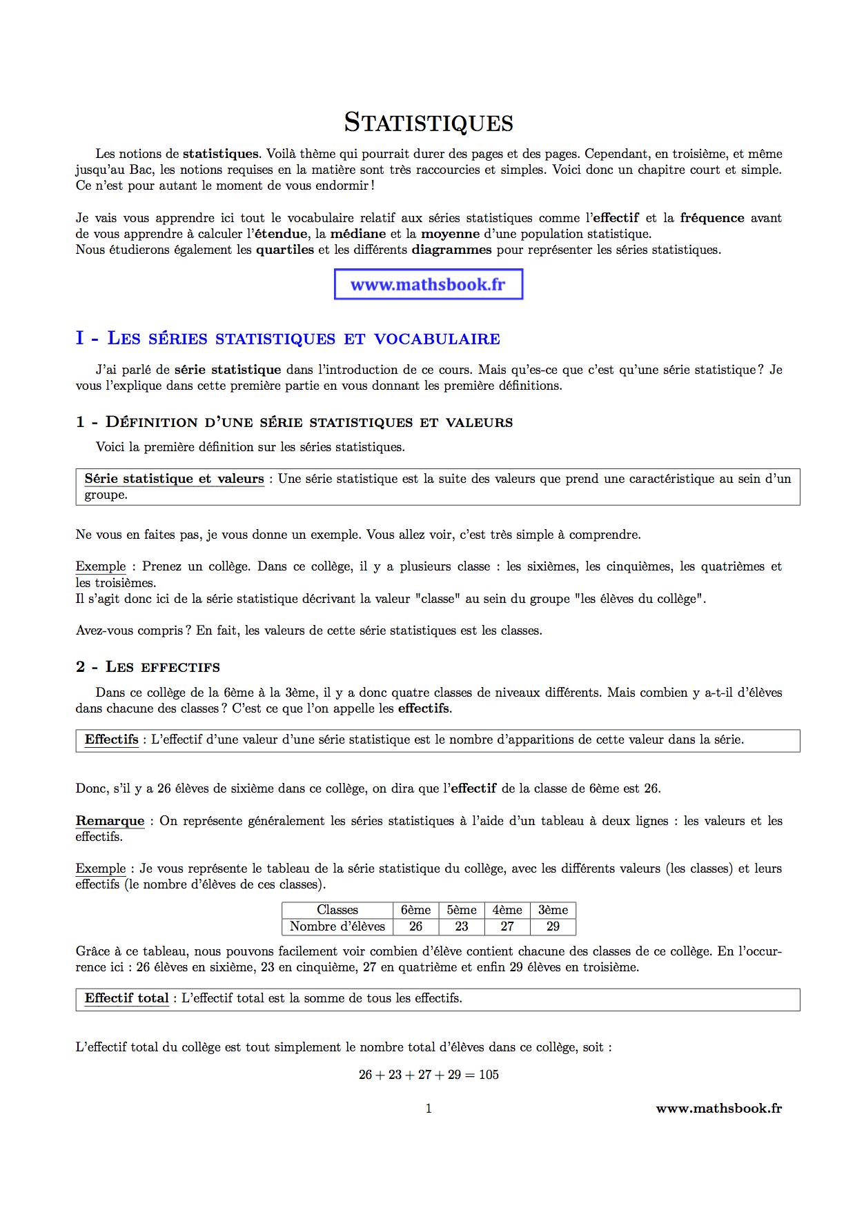 Statistiques : Cours PDF à imprimer | Maths 3ème Statistiques : Cours PDF à imprimer | Maths 3ème