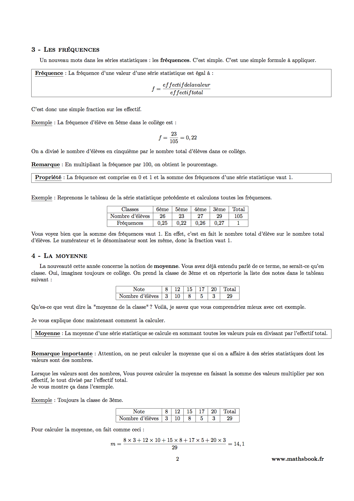 Statistiques : Cours PDF à imprimer | Maths 4ème Statistiques : Cours PDF à imprimer | Maths 4ème