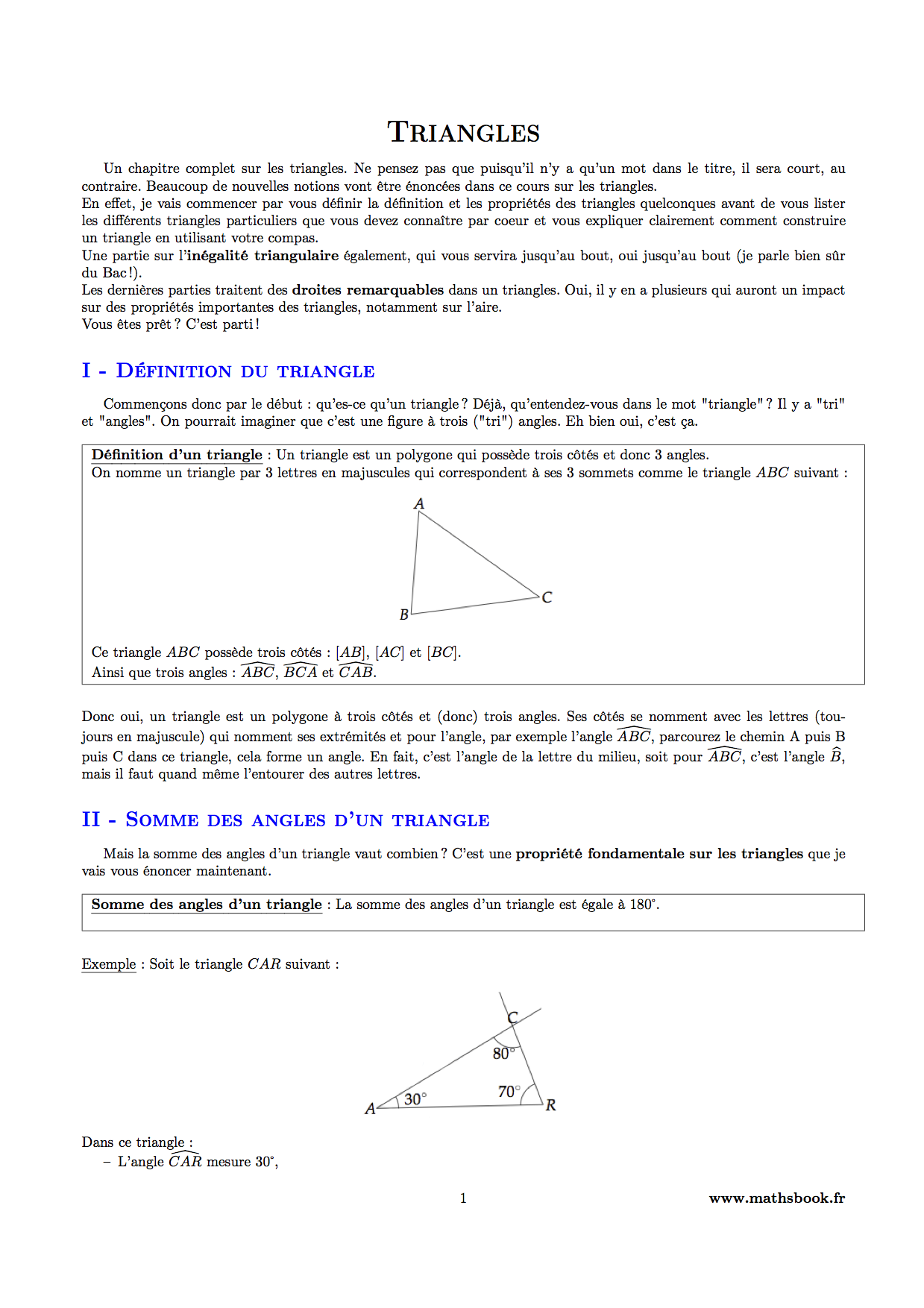Triangles : Cours PDF à imprimer | Maths 5ème Triangles : Cours PDF à imprimer | Maths 5ème