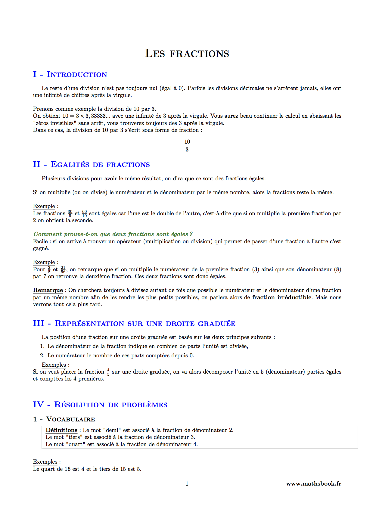 Fractions : Cours PDF à imprimer | Maths 6ème Fractions : Cours PDF à imprimer | Maths 6ème