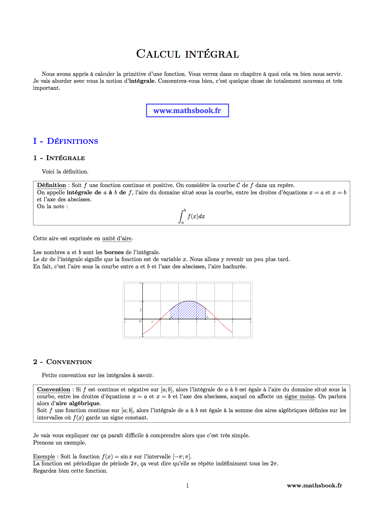 Calcul intégral : Cours PDF à imprimer | Maths terminale S Calcul intégral : Cours PDF à imprimer | Maths terminale S