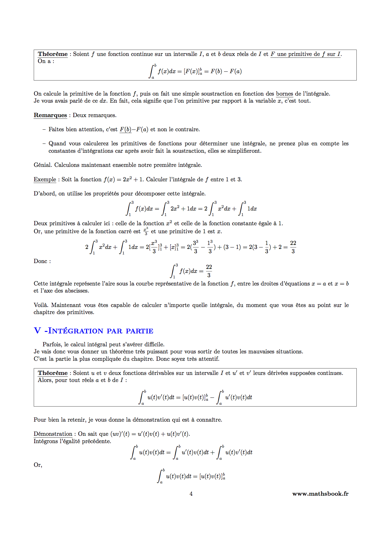 Calcul intégral : Cours PDF à imprimer | Maths terminale S Calcul intégral : Cours PDF à imprimer | Maths terminale S