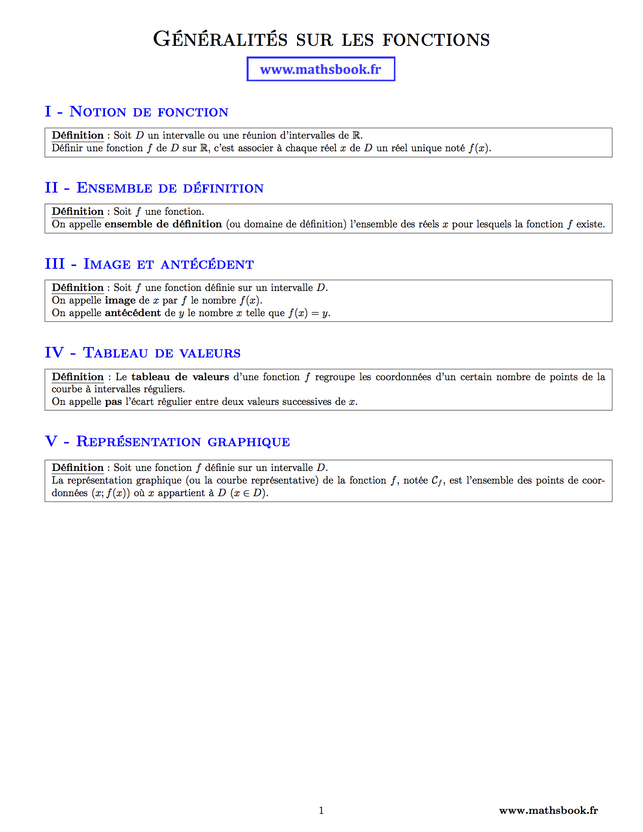 Généralités sur les fonctions : Fiches de révision | Maths seconde Généralités sur les fonctions : Fiches de révision | Maths seconde